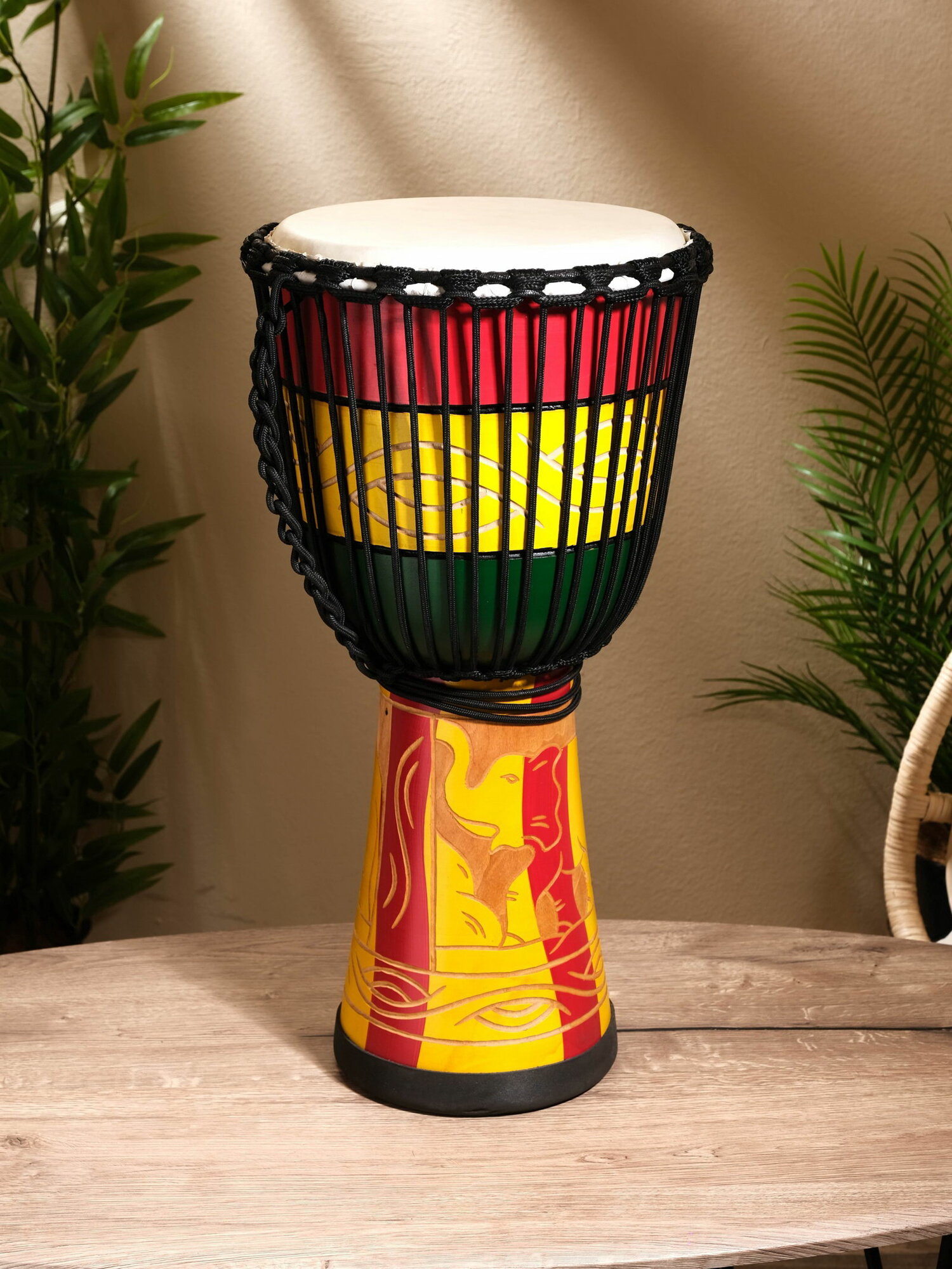 Сувенирный музыкальный инструмент "Барабан Джембе", 28x28x60 см, махагон