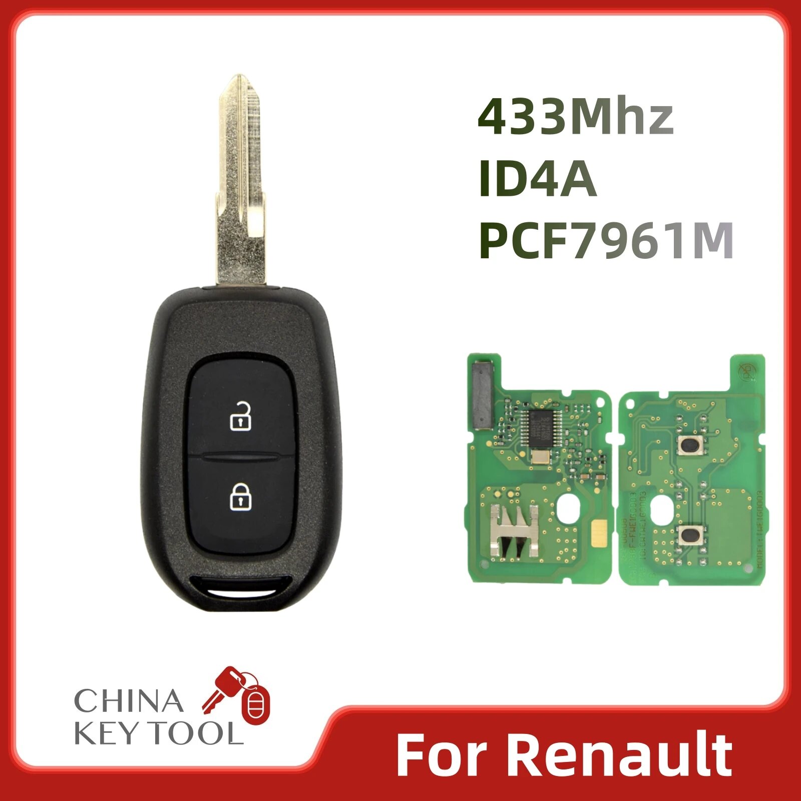 1PCS 2 Buttons Car Remote Key For Renault Sandero Logan Lodgy Dokker Dacia Duster 4A 7961 Chip 433Mhz with logo VAC102