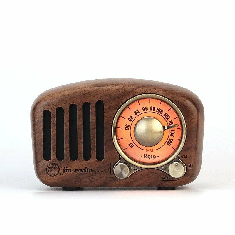 Радио ретро Bluetooth динамик грецкий орех деревянный FM радио со старомодным классическим стилем поддержки TF Card & MP3 плеер громкий объем