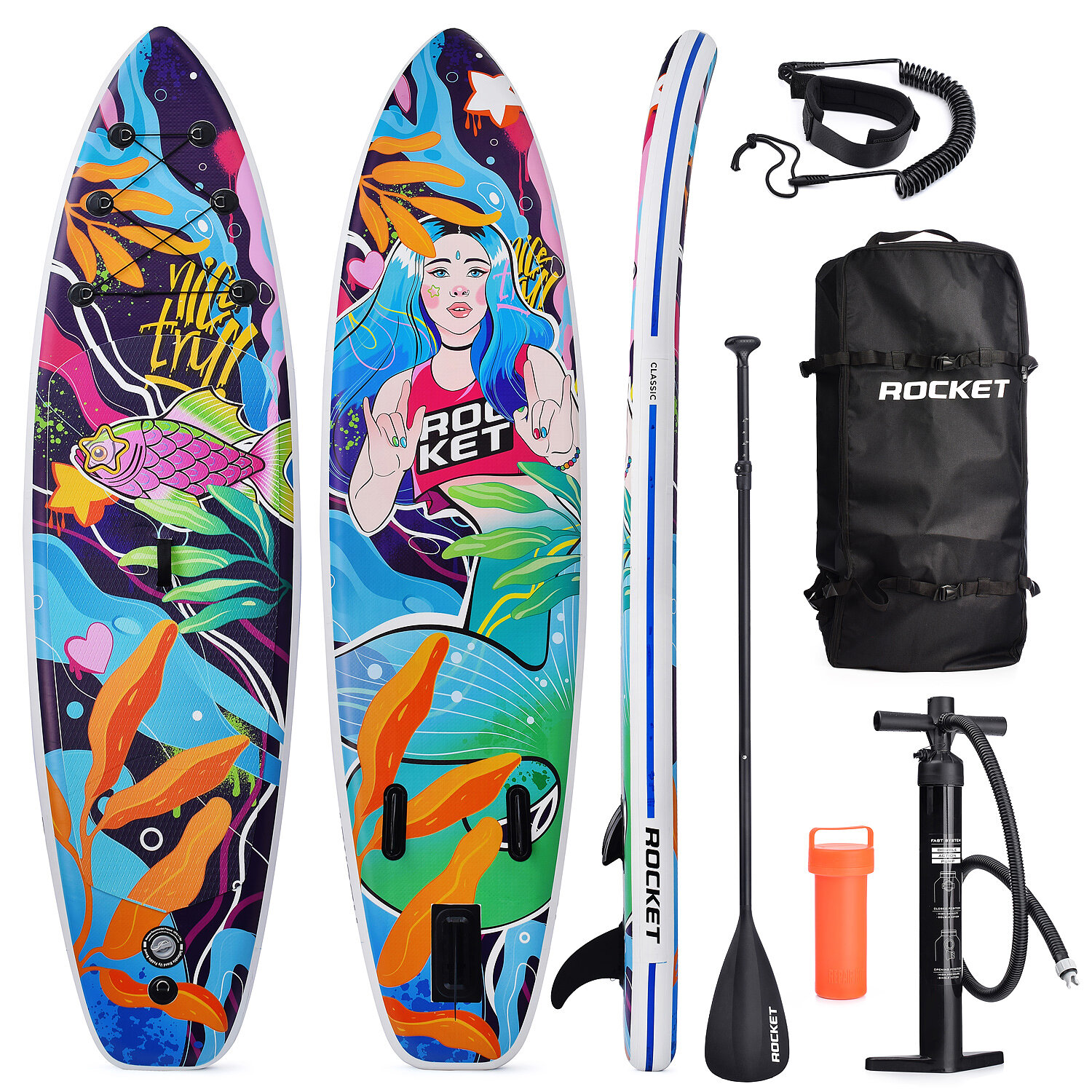 Надувная SUP-доска сапборд ROCKET (SUP-board 10,6ʺ 320*80*15 см) Aloha