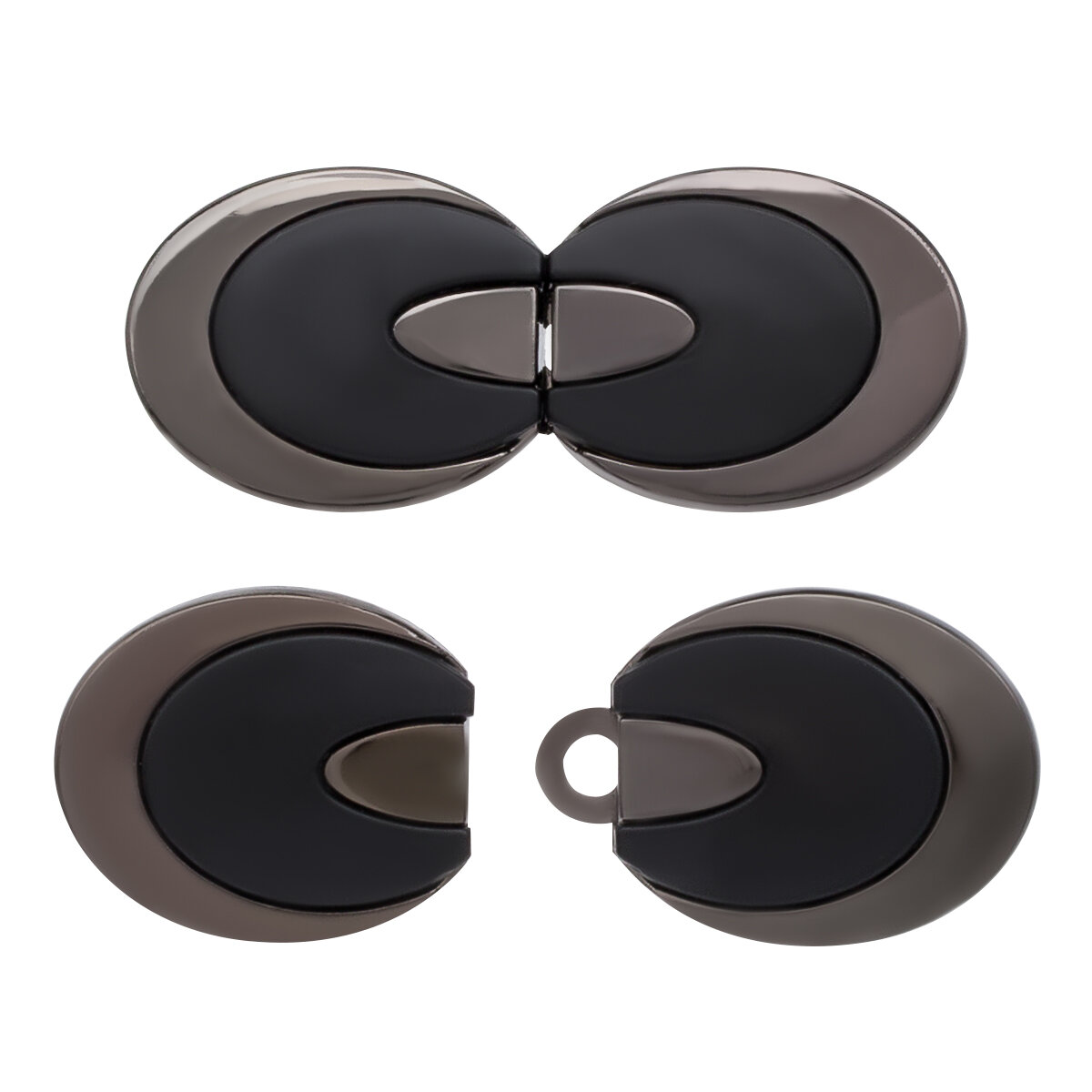 Крючки для одежды пришивные 44х18 мм, 4 шт, металл, черный никель, Айрис