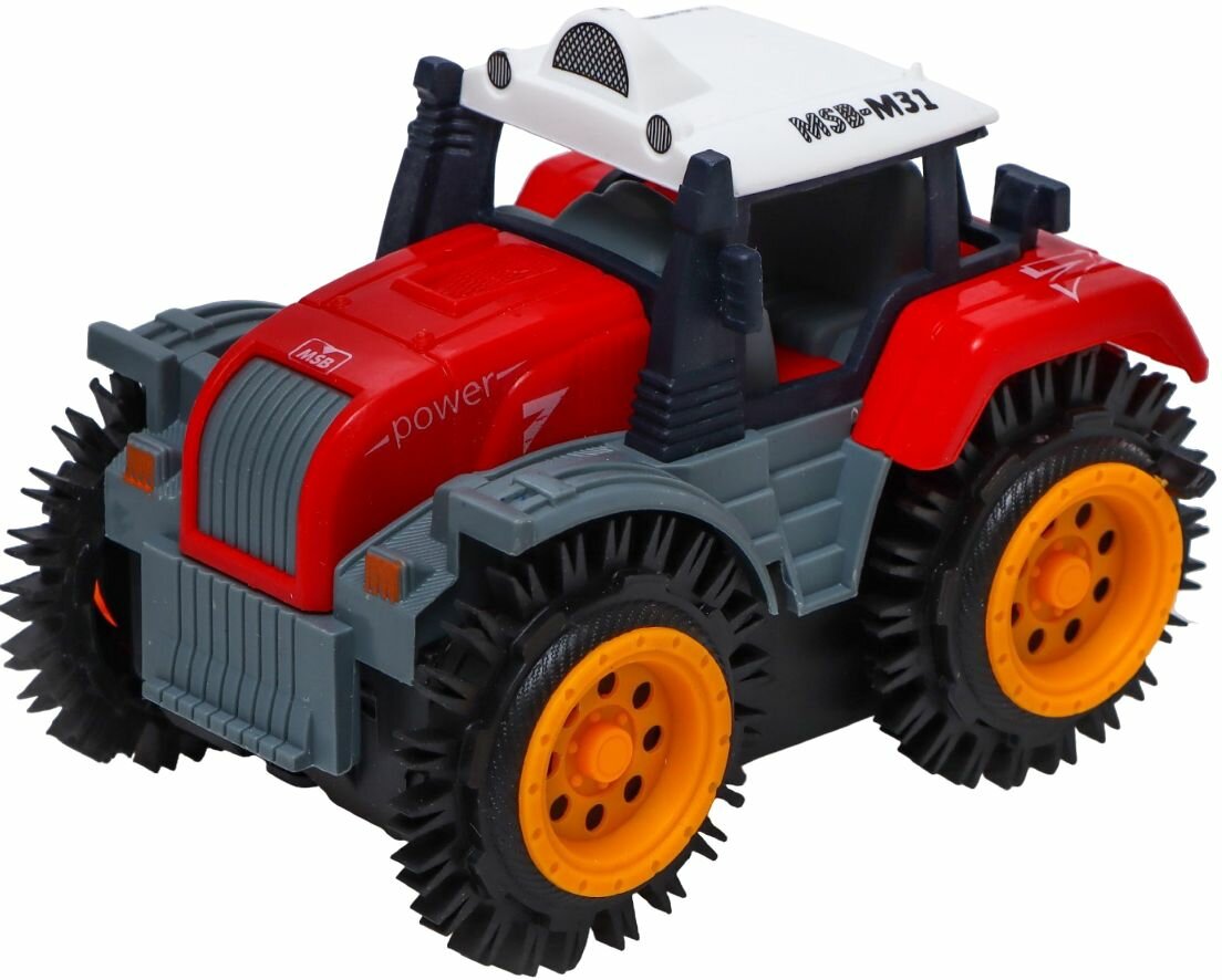 Трактор-перевертыш "Хозяин фермы", детская игрушечная пластиковая машинка, работает от батареек, цвет красный