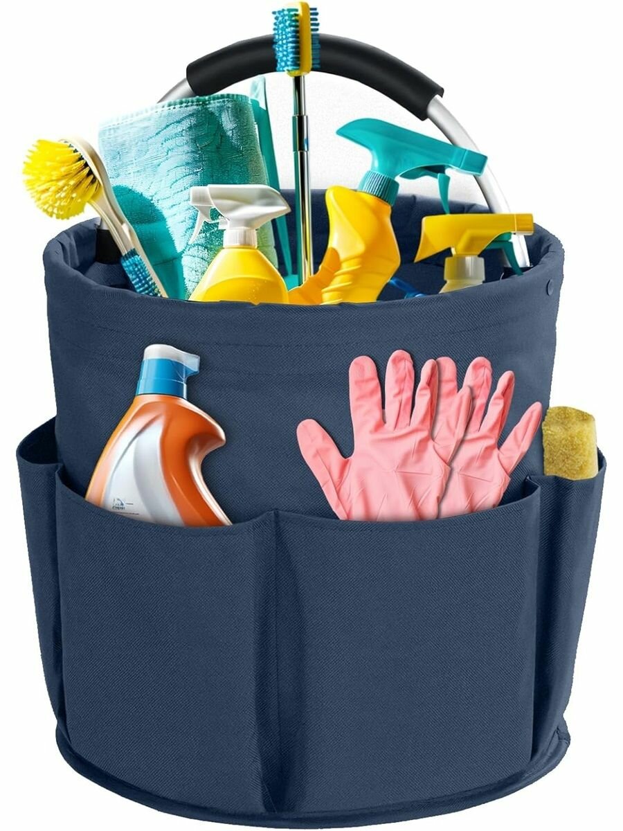 Корзина для уборки с ручкой, Органайзер для чистящих средств, Складная корзина для хранения объемом 17 л, Органайзер для уборки, Переносная сумка-ведро с несколькими отделениями для дома и сада