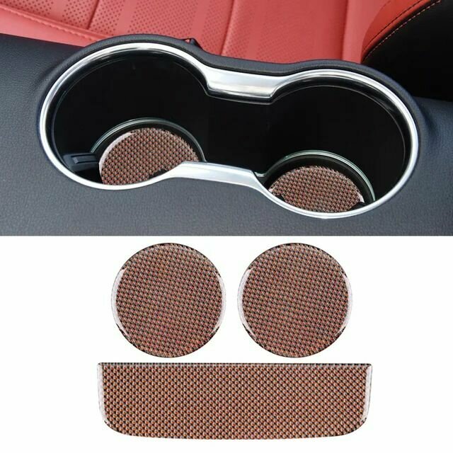 Наклейка на крышку стакана для воды из настоящего карбона Ford Mustang 2015 2016 2017 2018 2019 2020 2021 2022, аксессуары внутренней отделки.