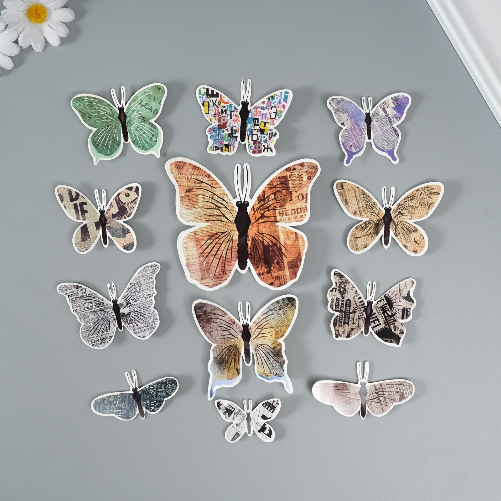 Набор магнитов на холодильник "Газета", 12 шт, картон, h=4-10 см