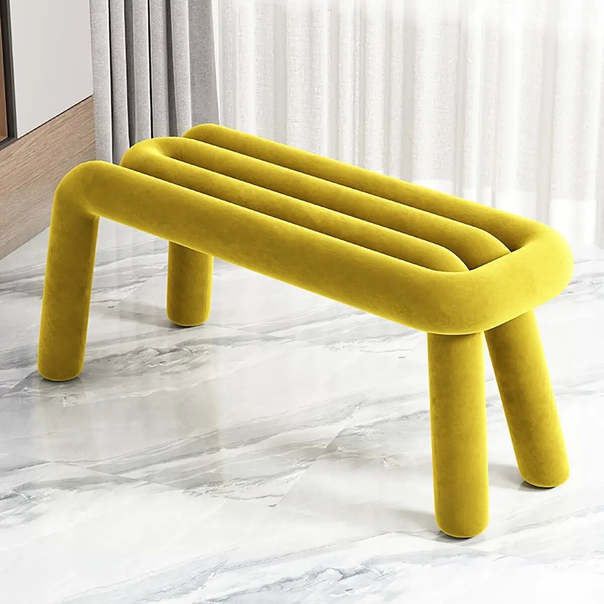 Скамейка дизайнерская в стиле BOLD BENCH by Big Game (цвет желтый)