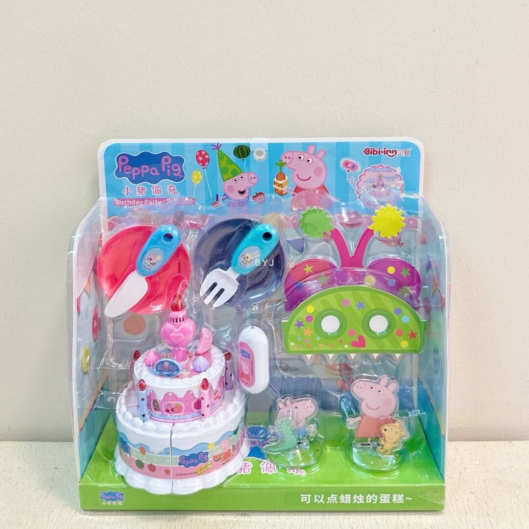 Peppa pig Набор для дня рождения Свинка Пеппа , детский ролевой игру, фруктовый торт в клетку
