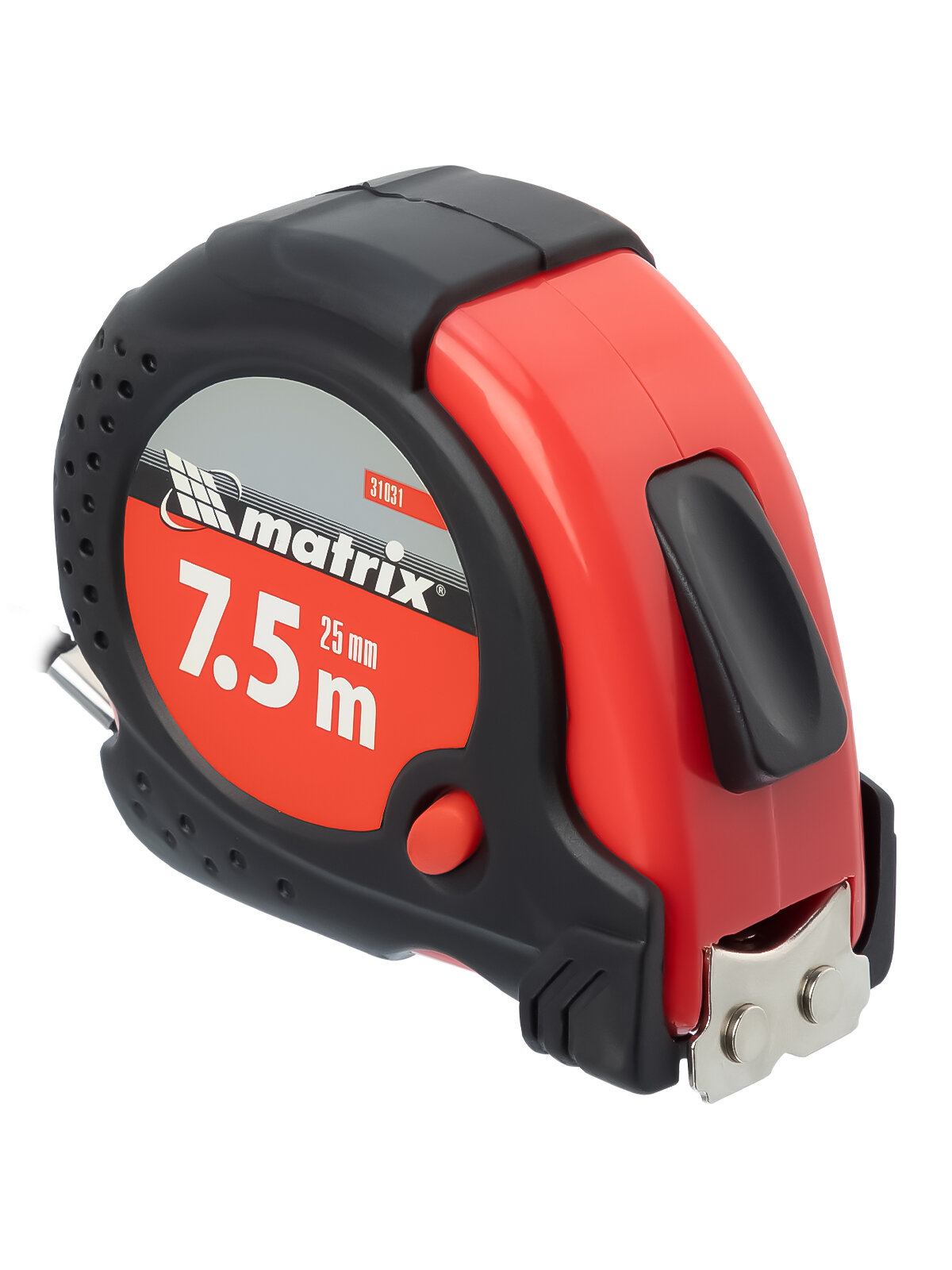 Рулетка Matrix Status magnet fixation 7, 5 м х 25 мм, обрезиненный корпус, зацеп с магнитом 31031