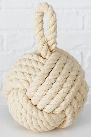 Стоппер для двери джутовый клубочек, молочный белый, 23х15 см, Boltze 2009477-2