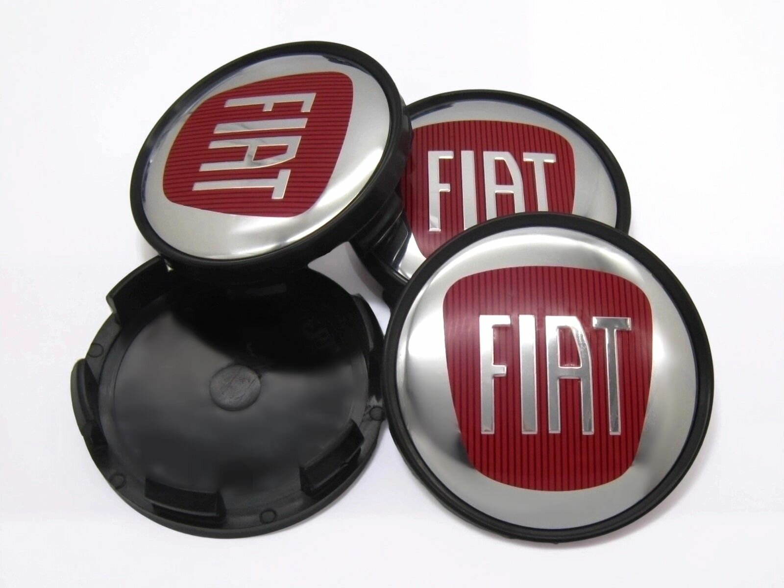 Колпачки заглушки на литые диски Fiat red 59/56/10 мм, комплект 4 шт.
