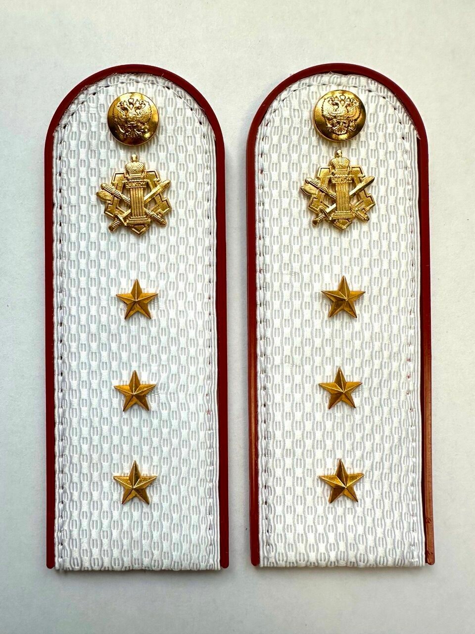 Погоны фсин белые звание Старший Прапорщик пластик 14 см