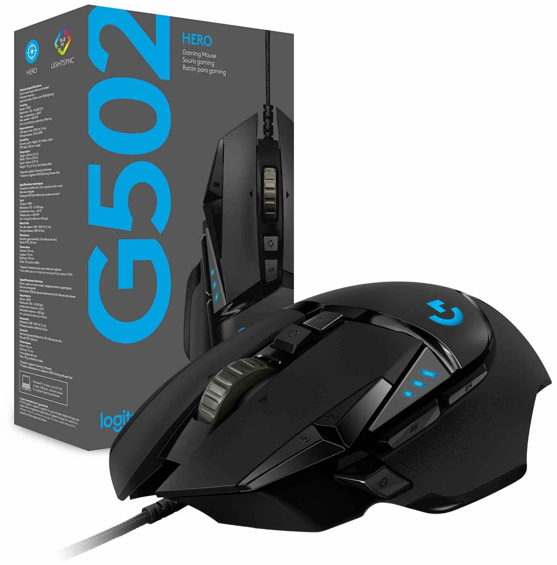 Игровая мышь Logitech G G502 Hero с системой регулировки веса и подсветкой (сенсорная прокрутка )