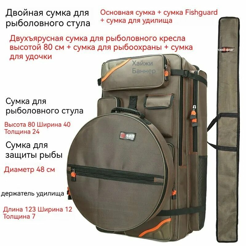 Рюкзак рыболовный с чехлом под удочку и садок Pirate Flag