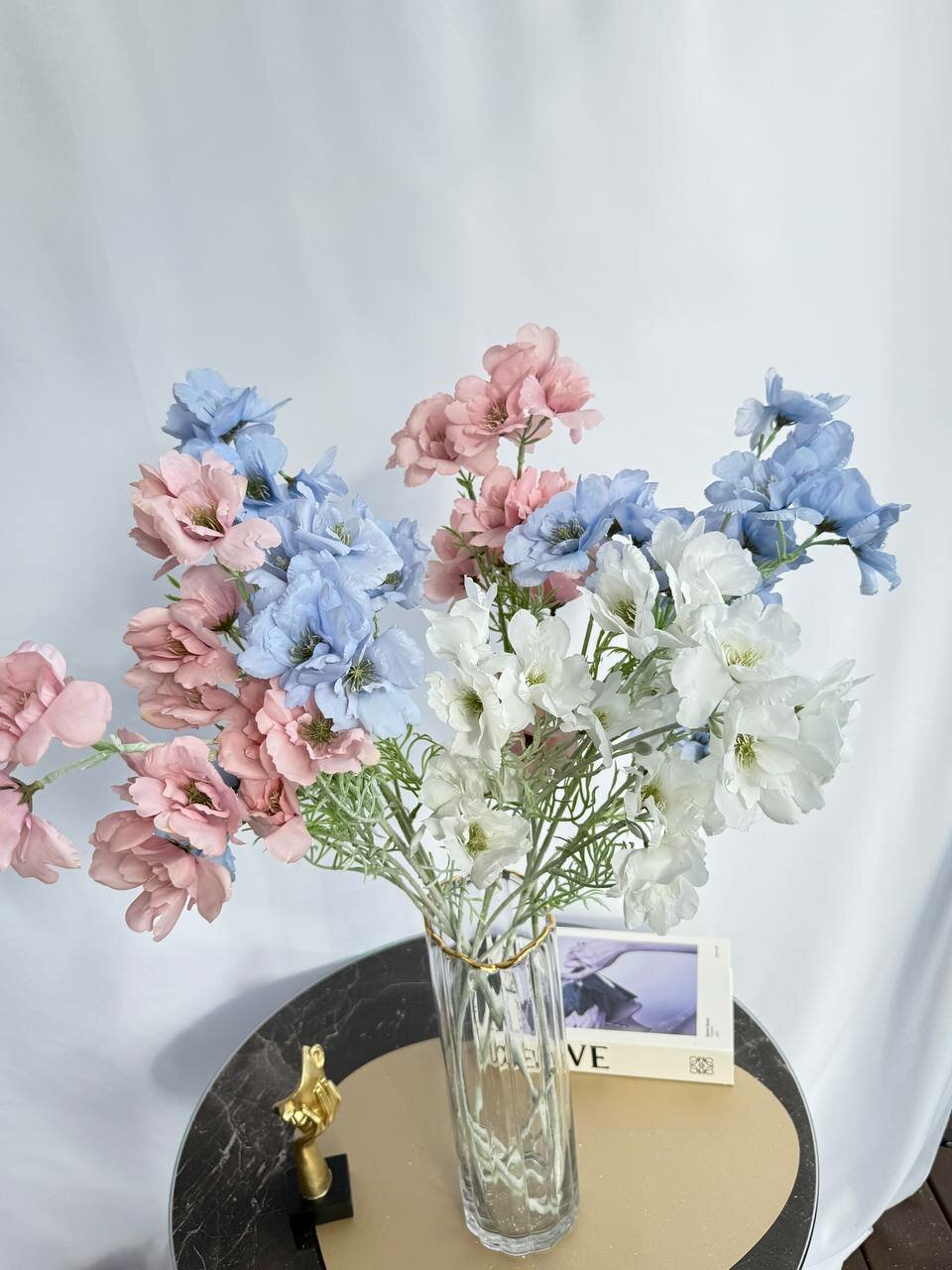 Композиция для декора флористов букетов премиум Эустома ассорти микс 82 см 3 ветки по 20 цветков