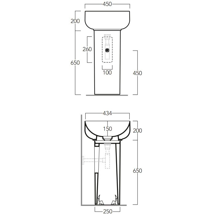 Simas Balloon Колонна под раковину квадратная 27,5xh65 см, цвет белый (без креплений F91 и компле
