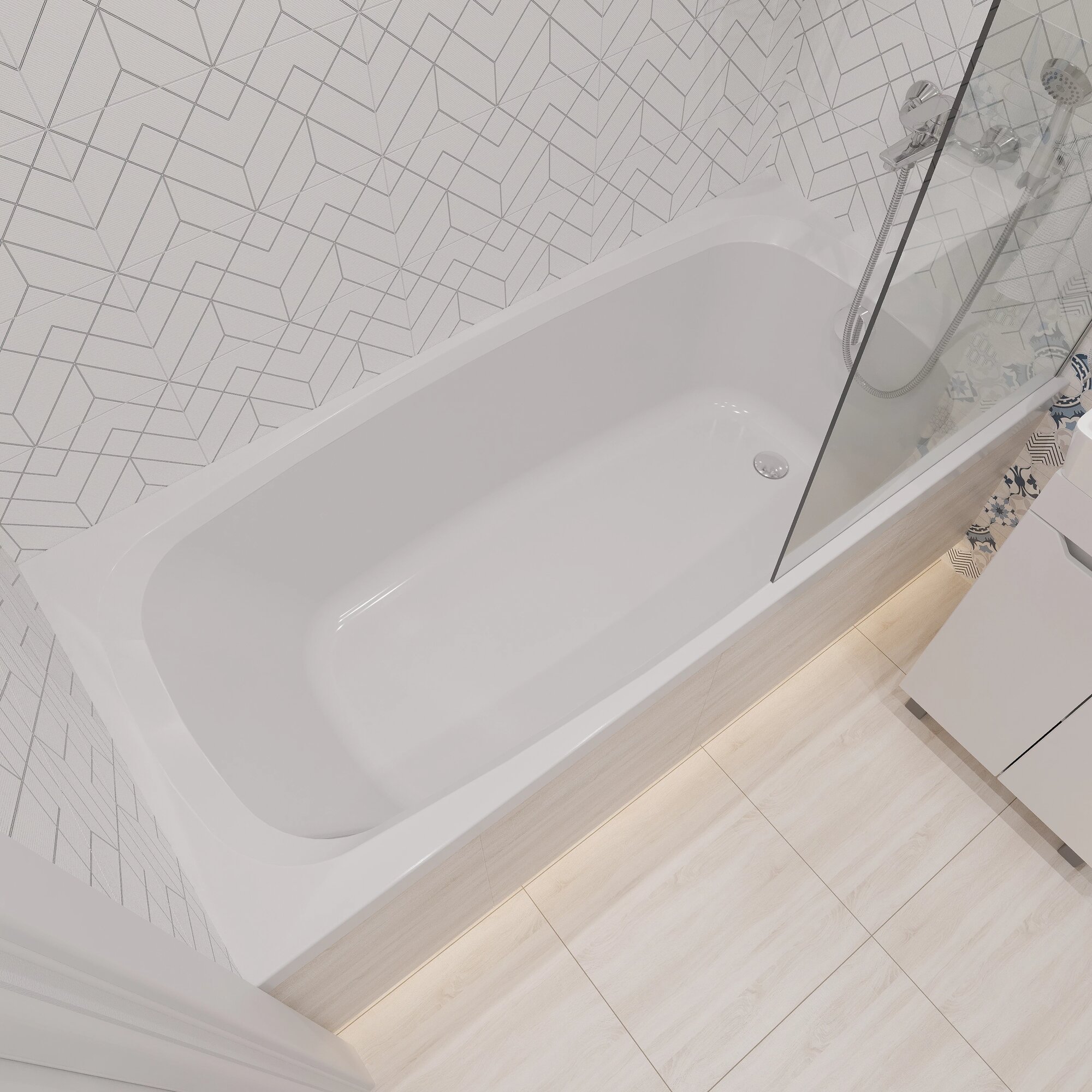 Акриловая ванна DIWO "Дмитров", без опоры, пристенная, 160х75х40 см, белая