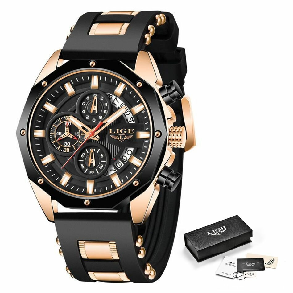 Бренд LIGE Повседневные модные часы с хронографом для мужчин