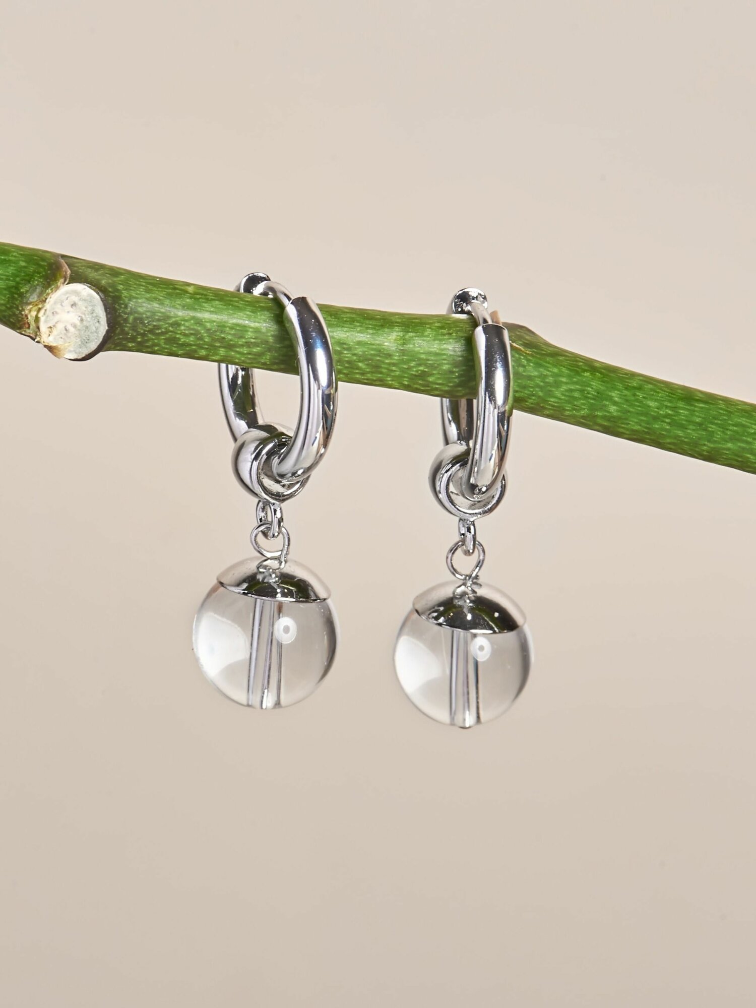 Серьги конго, горный хрусталь, хрусталь