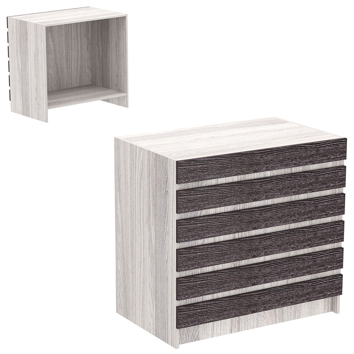 Торговый прилавок прямоугольный с фасадными панелями №1Э, Ясень Анкор светлый + Ясень Анкор темный