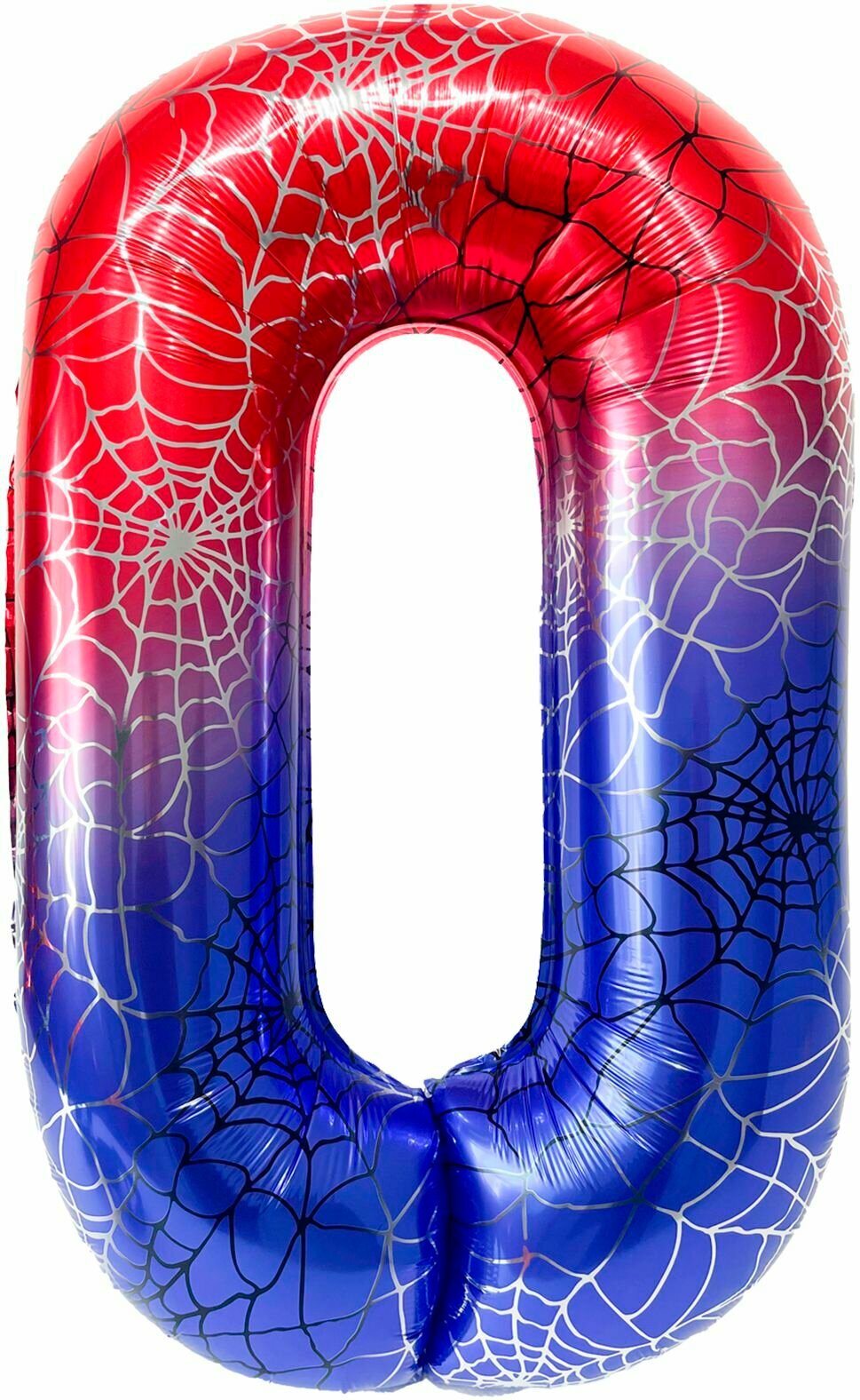 Шар воздушный Falali фольгированный 40", 102 см Цифра 0, Героическая тема, красный-синий