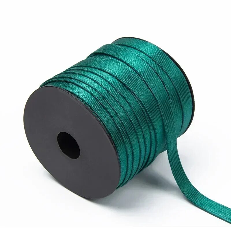 Meetee Эластичные ленты для пошива 6/8/10/15 мм Зеленый, 15mm, BlackishGreen, 5Meters
