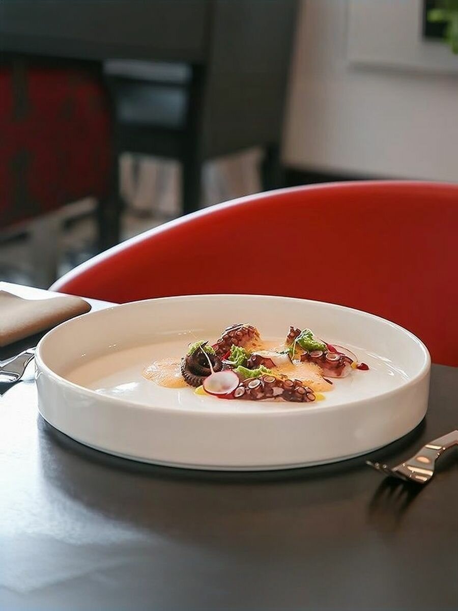 Тарелка основная, круглая с высоким бортом Ariane "Selas" 1 шт, 21 см. Ударопрочный фарфор. Индия