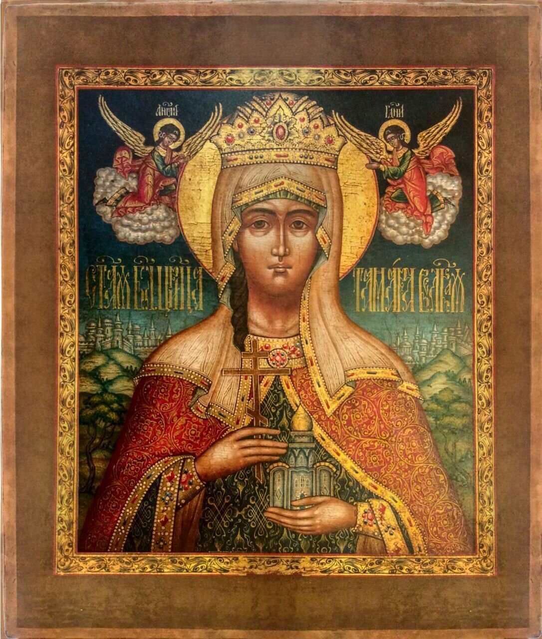 Тамара Грузинская благоверная царица деревянная икона на левкасе (33 см)