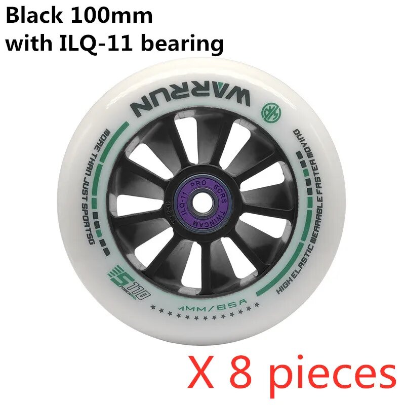 WARRUN Скоростные колеса для роликов 85A 6/8 шт 8 Black 100mm ILQ11