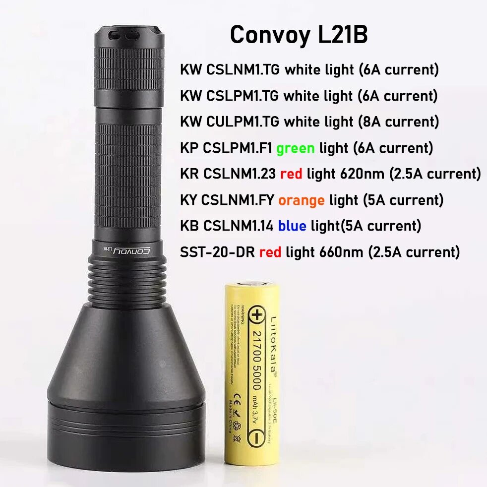 Convoy L21B фонарик белый свет KY CSLNM1. FY, 4 modes, with battery