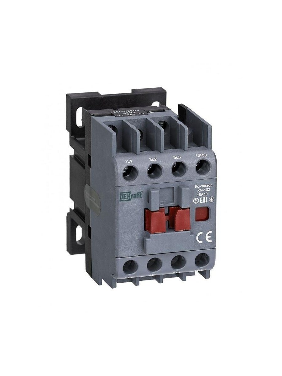 Контактор 18А 230В AC АС3 АС4 1НО+1НЗ КМ-102 DEKraft 21916DEK