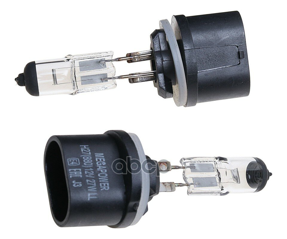 Лампа галоген 12V H27 880 27W PG13 MEGAPOWER бокс 2шт Long Life MEGAPOWER Automotive арт. 370-33-010