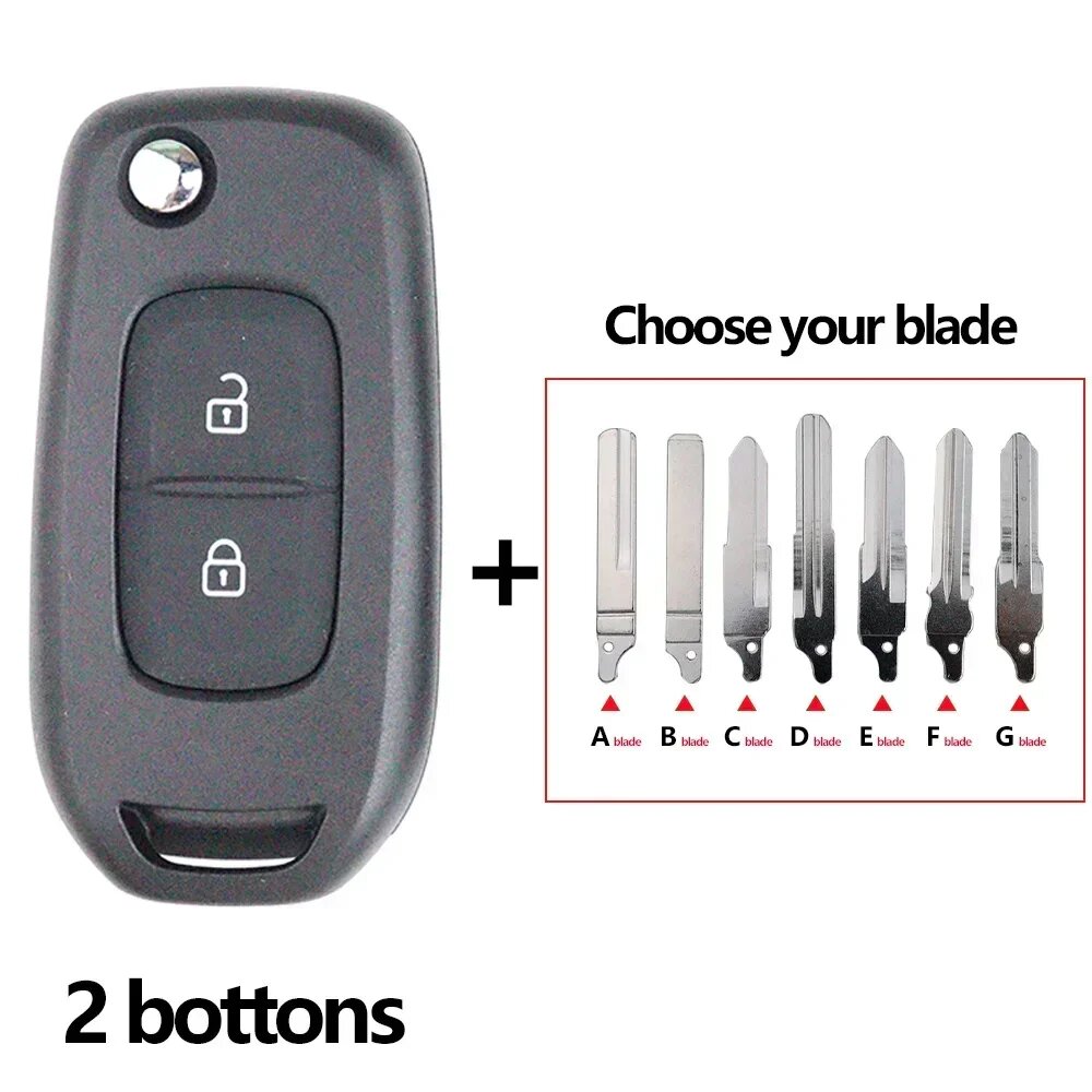 2 3-кнопочный корпус автомобильного ключа для Renault Captur Symbol Koleos Megane Logan Kadjar Sandero Trafic Duster G blade, 2 bottons