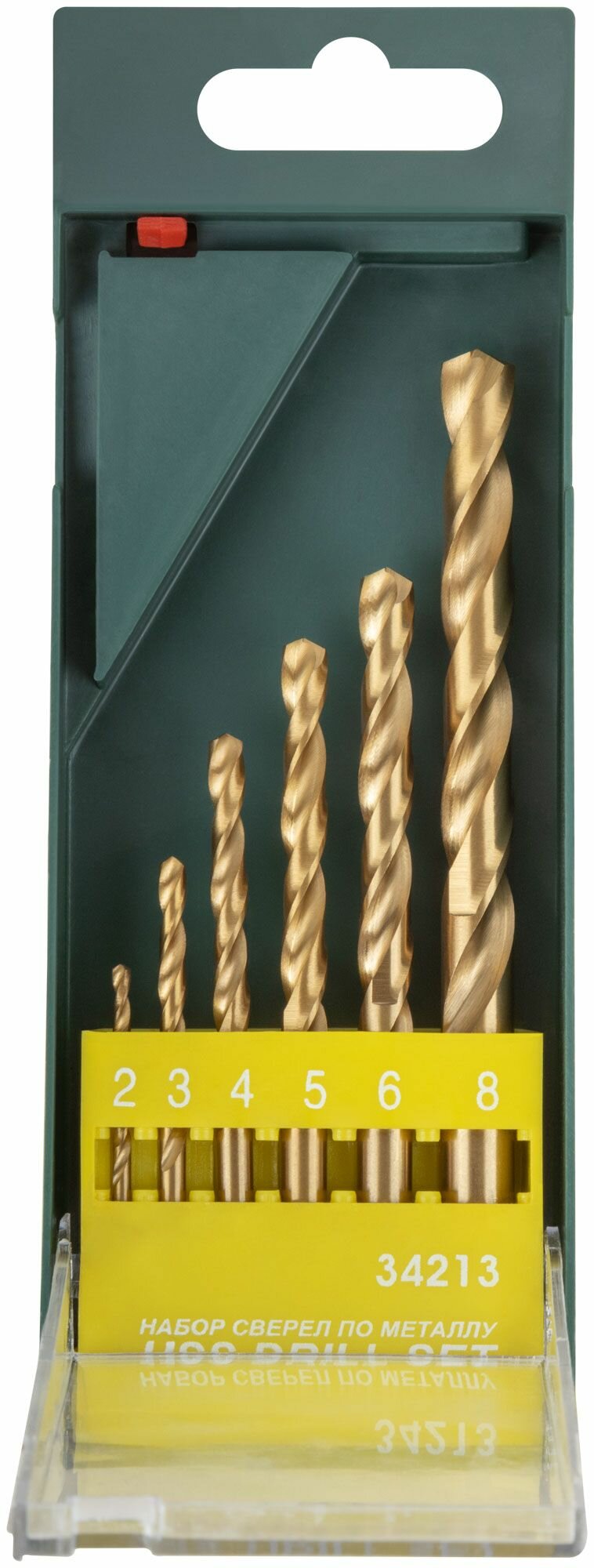 Набор сверл HSS по металлу, титановое покрытие, 6 шт. (2-3-4-5-6-8 мм)