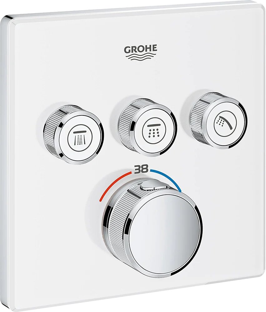 Термостатический смеситель встраиваемый Grohe Grohtherm SmartControl 29157LS0 С внутренней частью, латунный, нажимной, настенный, белый, глянцевый