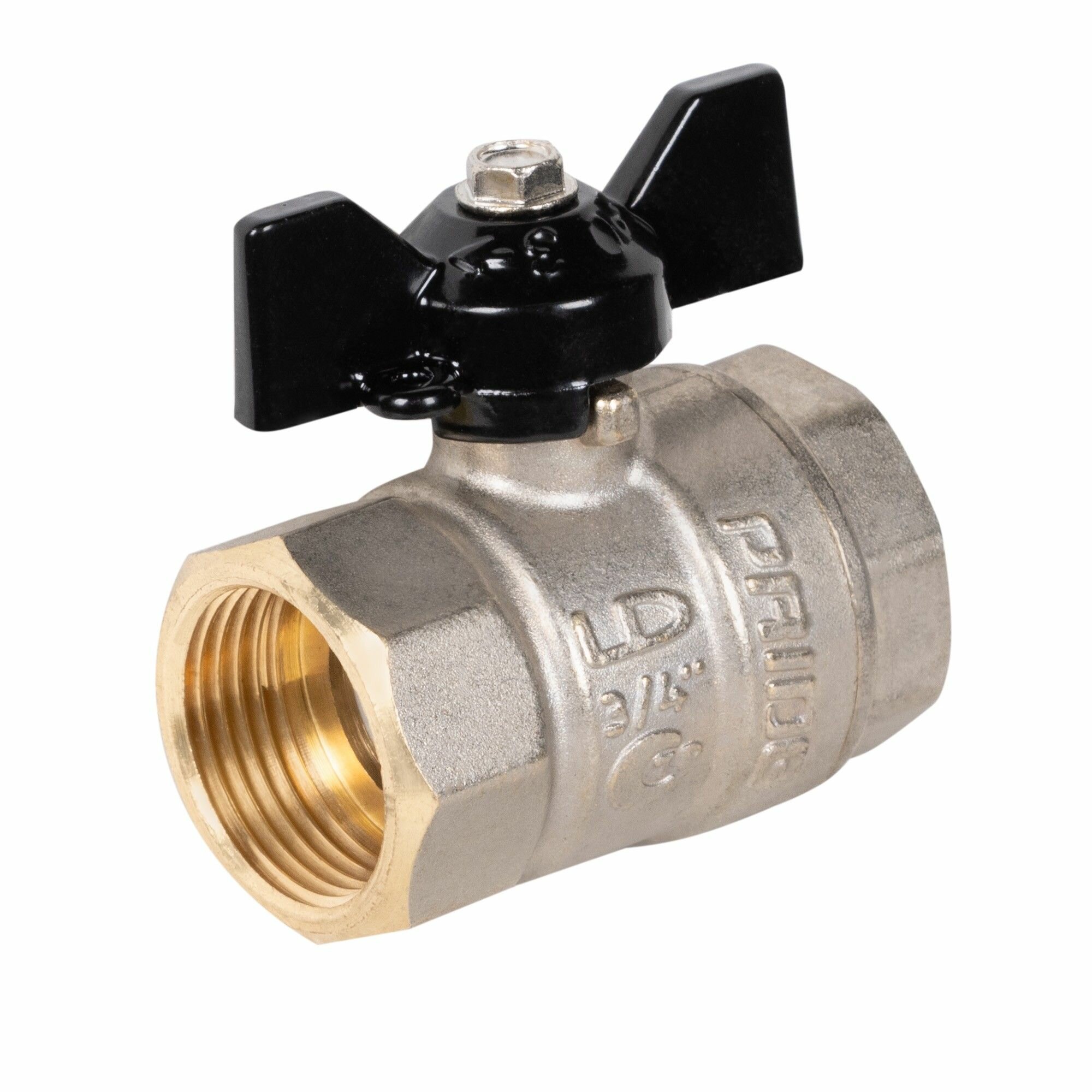 Кран шаровой латунный LD Pride 47.20. B-B. Б Ду 20 Ру 40 вн-вн, (бабочка)