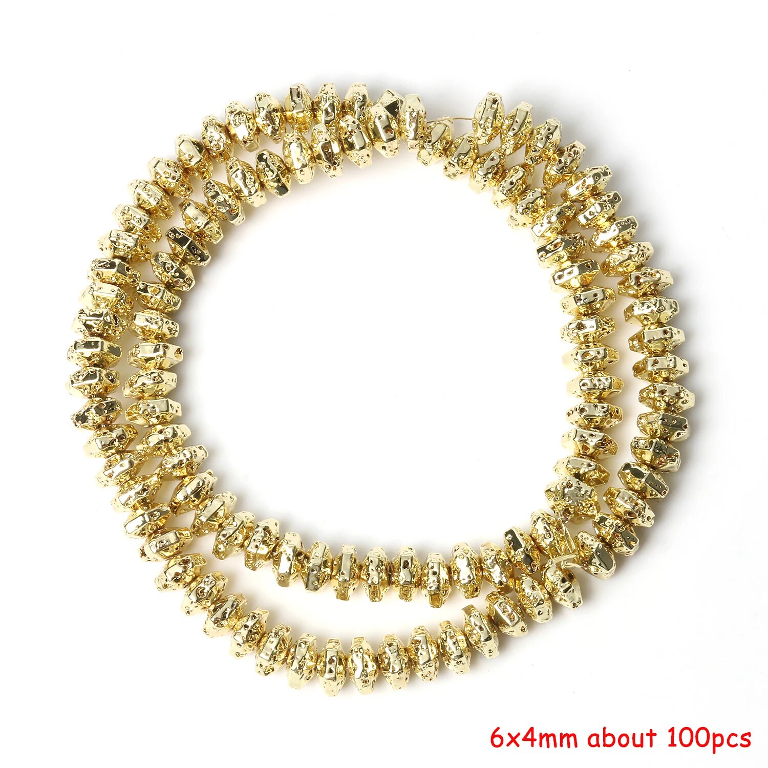 Бусины золотистые Type 22 Light Gold, 100шт, 6x4мм