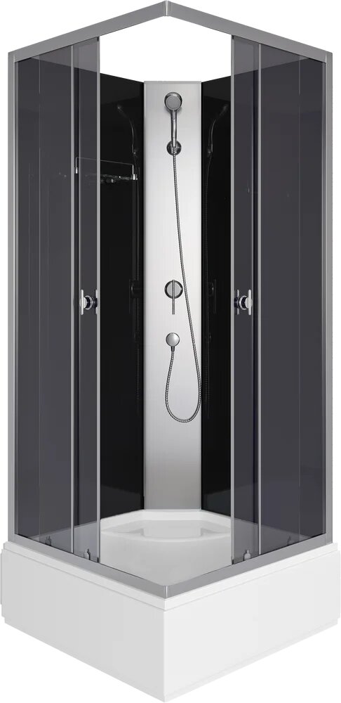 Душевая кабина Niagara Eco E90/26Q/TN/BK стеклянная, 90x90, открытая (без крыши), квадратная, с сиденьем, без гидромассажа, средний поддон