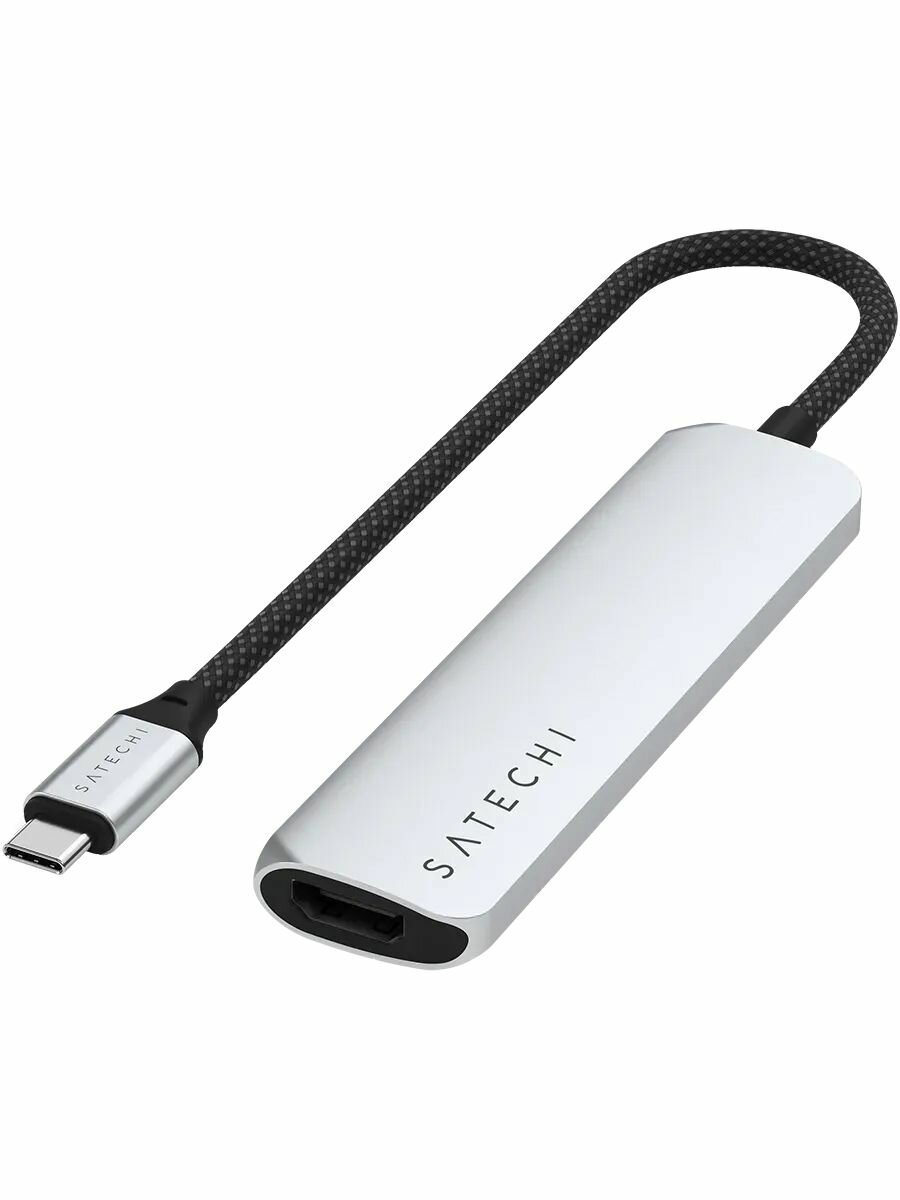 Адаптер Satechi 4-in-1 USB-C PD&2xUSB-A 3.2 Gen2&HDMI 4K@60Hz Slim Multiport Adapte. Цвет: серебристый.