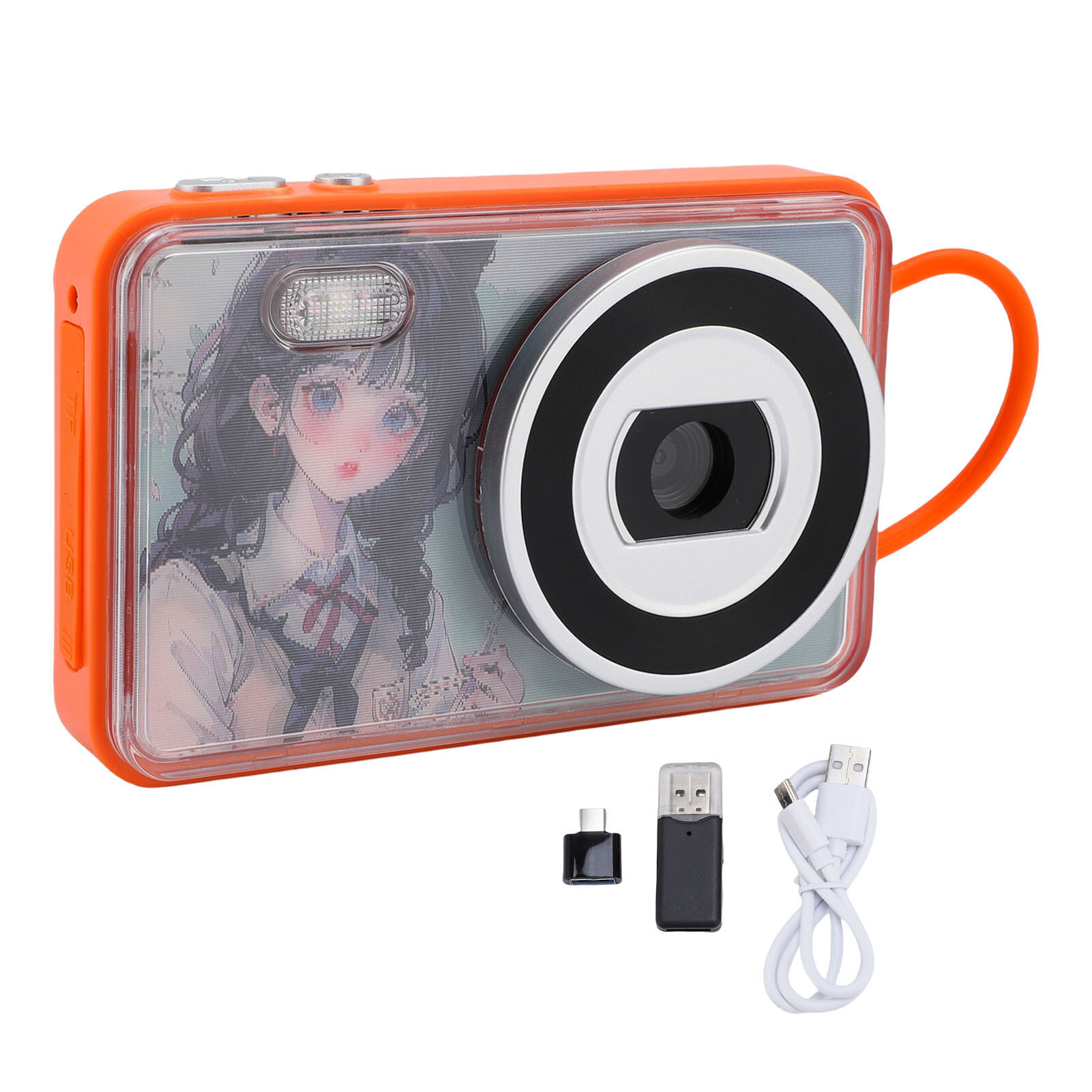 Цифровая камера с автофокусом 4K, 48 МП, фронтальной и задней камерами, автофокусировкой, стабилизацией изображения, 18-кратным зумом, решеткой для путешествий, вечеринок, выпускных, селфи, оранжевого цвета.