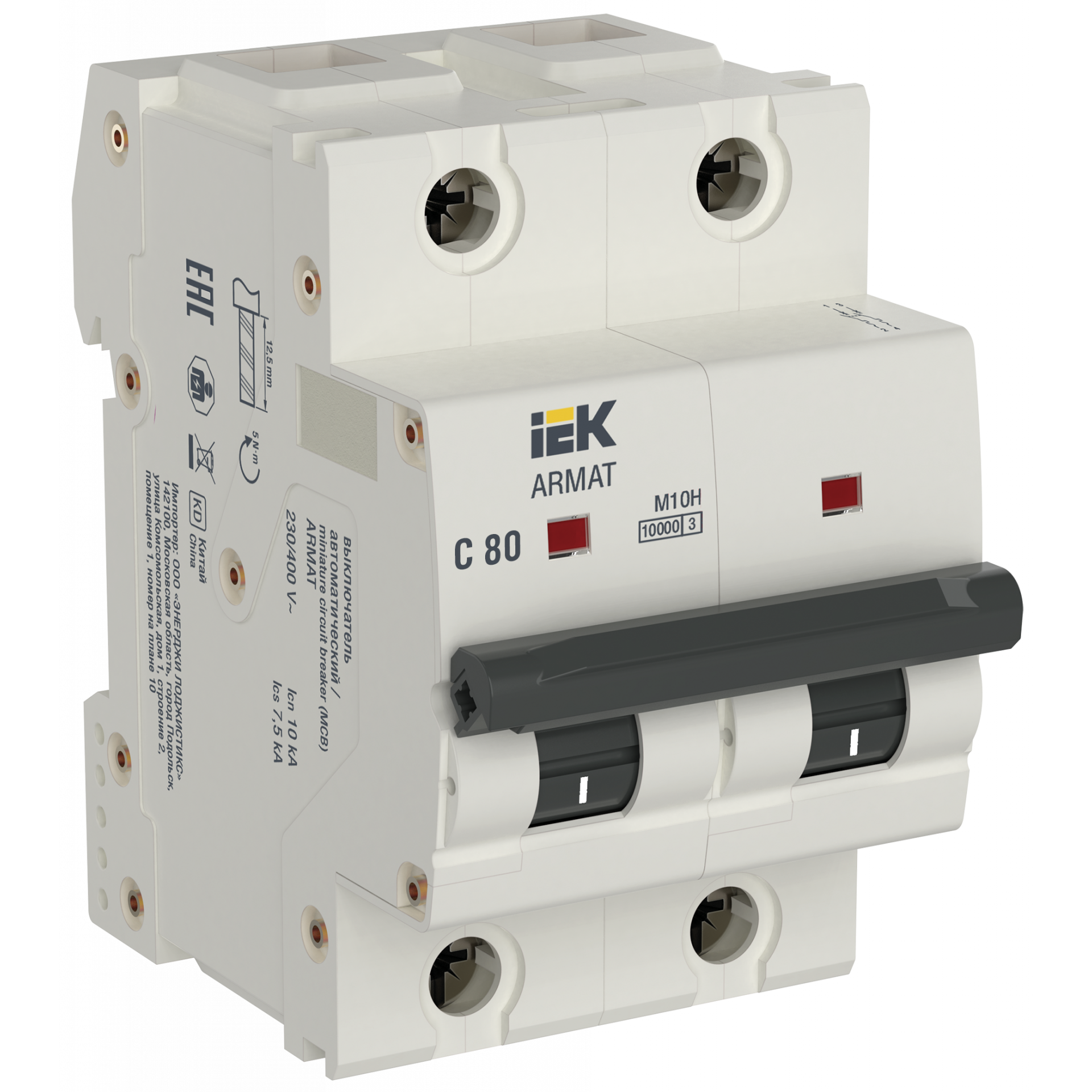 ARMAT Автоматический выключатель M10H 2P C 80A, IEK AR-M10H-2-C080 (1 шт.)