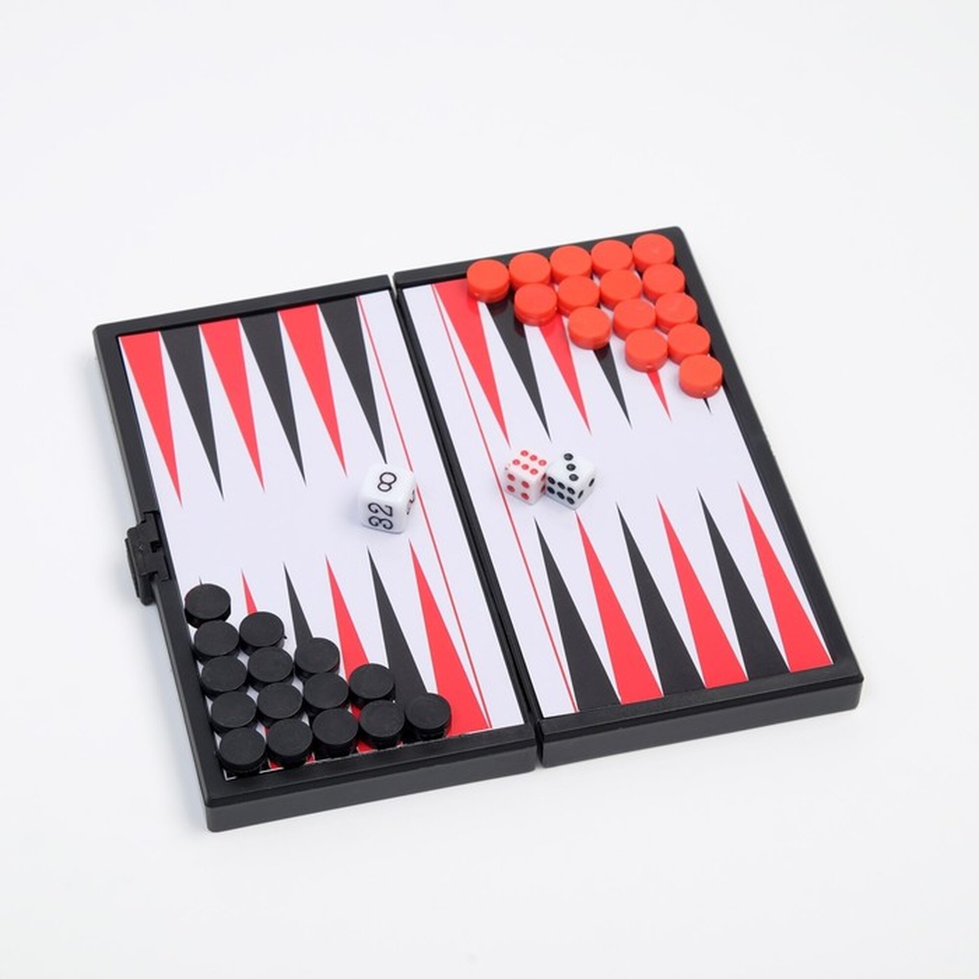 Нарды ЛАС играс «Карманные», складные, магнитные, 13x13 см, черные