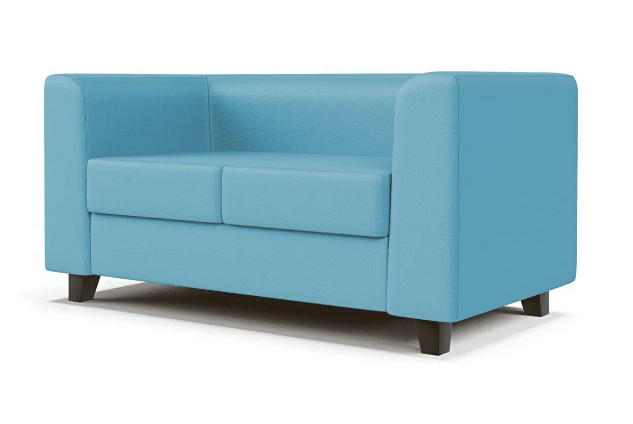 Офисный двухместный диван Стовер, искусственная кожа Galaxy Light Blue