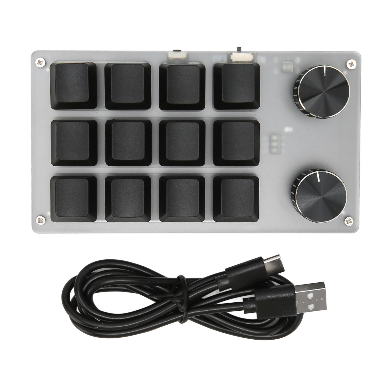 Mini Keypad Conge Design Red Switch Двухместный режим Подключите и воспроизводите механическую программируемую клавиатуру для игровых офисных средств массовой информации 12 клавиш с 2 ручками