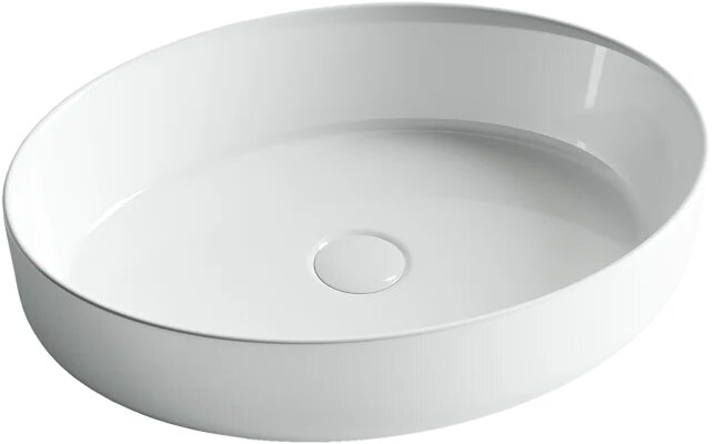 Накладная раковина Ceramicanova Element CN5002 55 фарфоровая, без отверстия под смеситель, раковина для ванной, 55 см, овальная, белая