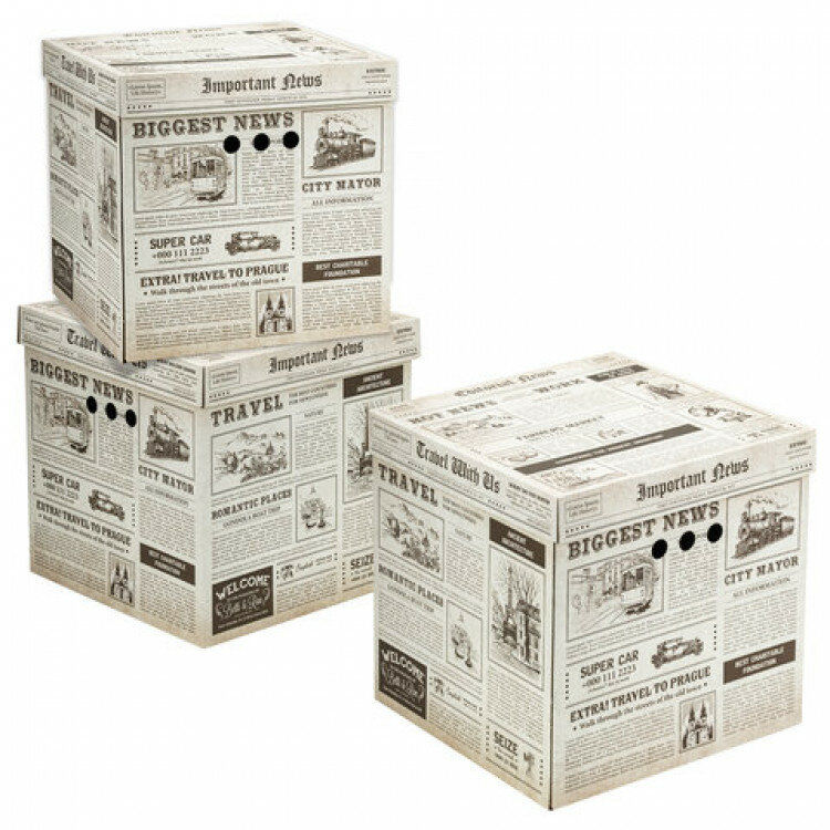 Короб для хранения из плотного микрогофрокартона 315х315х315 мм, комплект 3 шт, BRAUBERG HOME, 271818