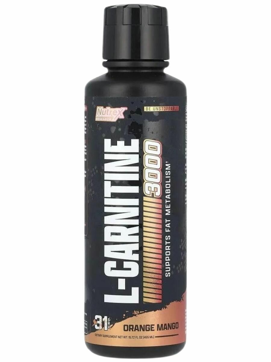 Nutrex Research, L-карнитин 3000, апельсин и манго, 465 мл (15,72 жидк. унции)