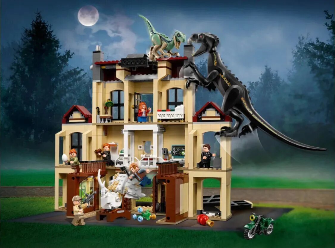 Конструктор "Dinosaur World Динозавры: Нападение Индораптора в поместье Локвуд" 10928 1046 деталей