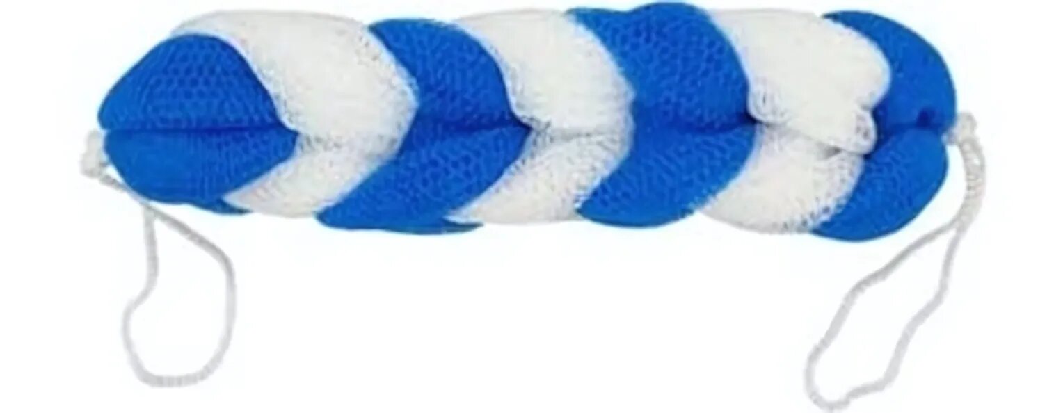 Мочалка косичка 'Tressy' 70 гр, белая/синяя, мягкая и прочная