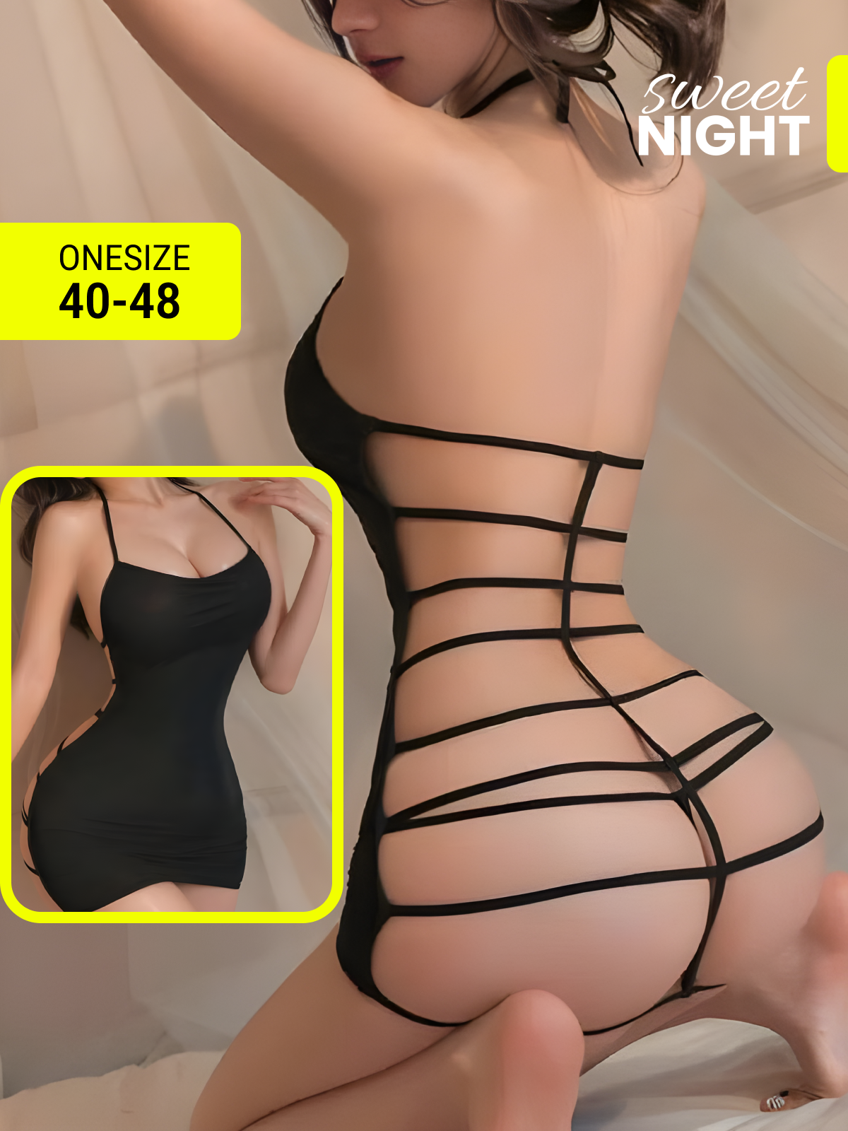 Женское черное интим платье, сексуальное белье с доступом для женщин, 18+, р.40-48