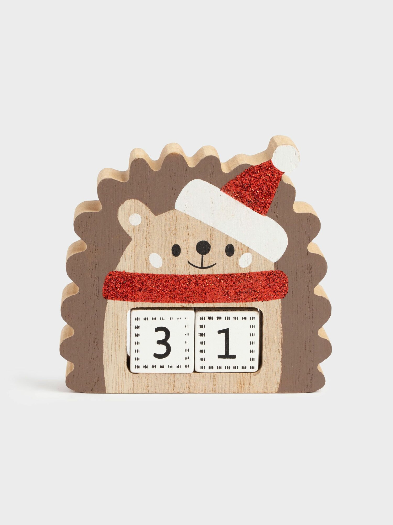 Календарь настольный, 10 см, с кубиками, дерево, Ежик в колпаке, Figure wood